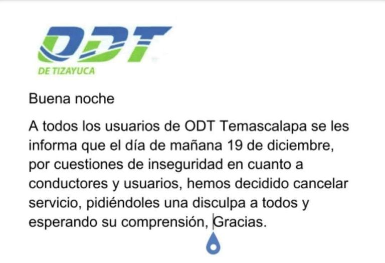 Suspenden corridas de autobuses ODT en 3 municipios del Edomex por ...