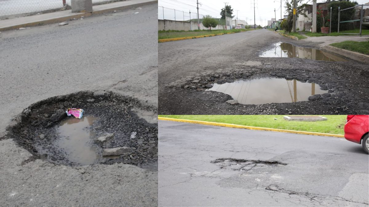 Toluca llena de baches, así se ven las calles de la capital del Edomex