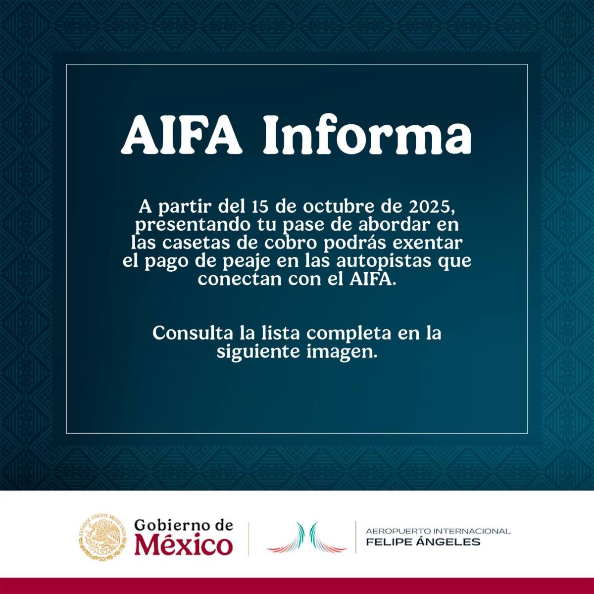 ¿Vuelas desde el AIFA? Ya puedes pasar gratis por estas autopistas
