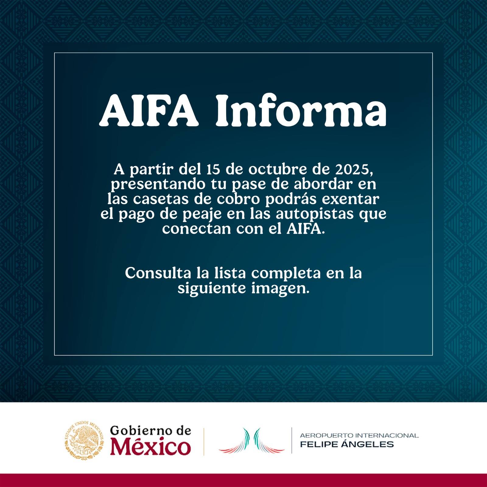 ¿Vuelas desde el AIFA? Ya puedes pasar gratis por estas autopistas